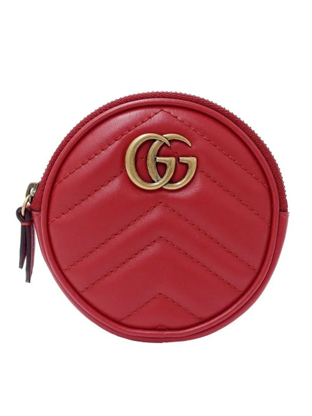Gucci | Bags | Gucci Wallet Coin Case Leather Gg Marmont Red Zip Around ...